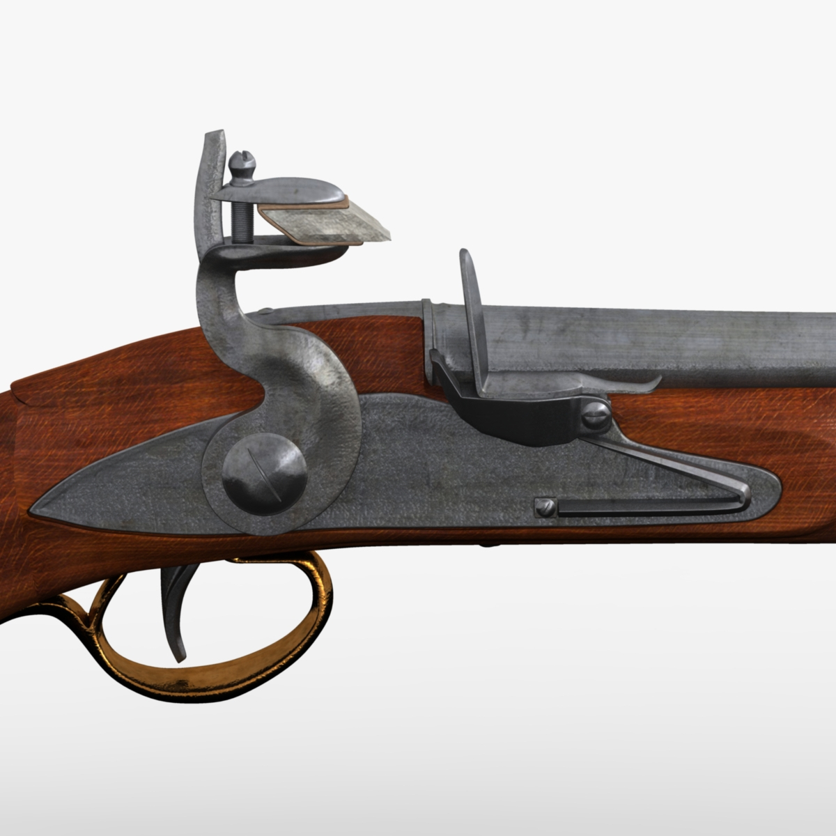 3d antique flintlock pistol light model