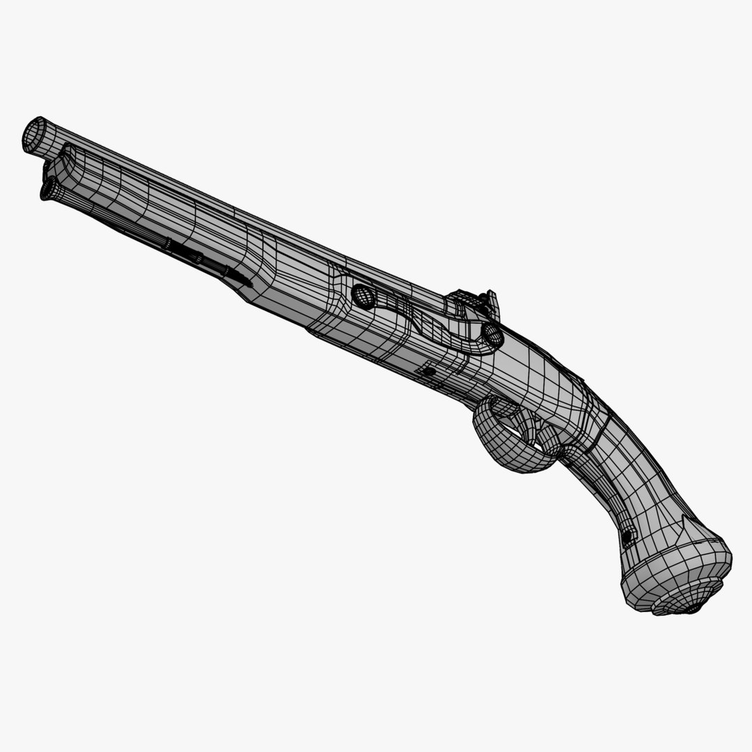 3d Antique Flintlock Pistol Light Model