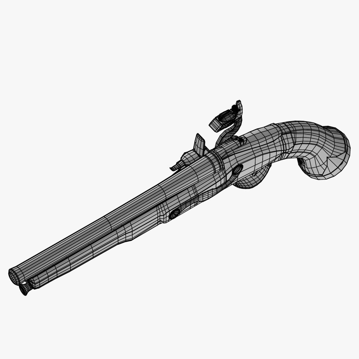 3d antique flintlock pistol light model