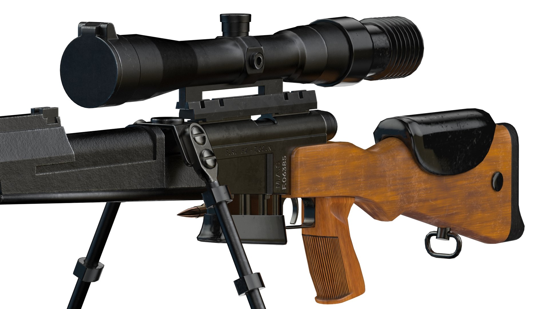 3D FR F2 Sniper Rifle Low Poly PBR Realistic Model - TurboSquid 1929234