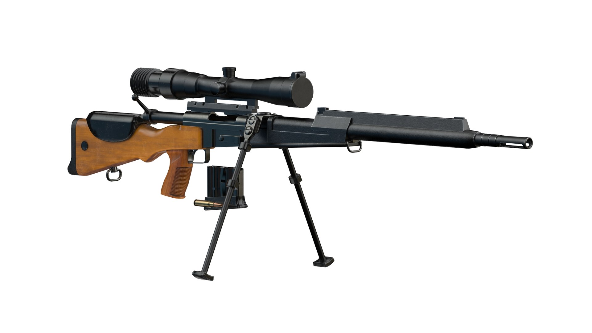 3D FR F2 Sniper Rifle Low Poly PBR Realistic Model - TurboSquid 1929234