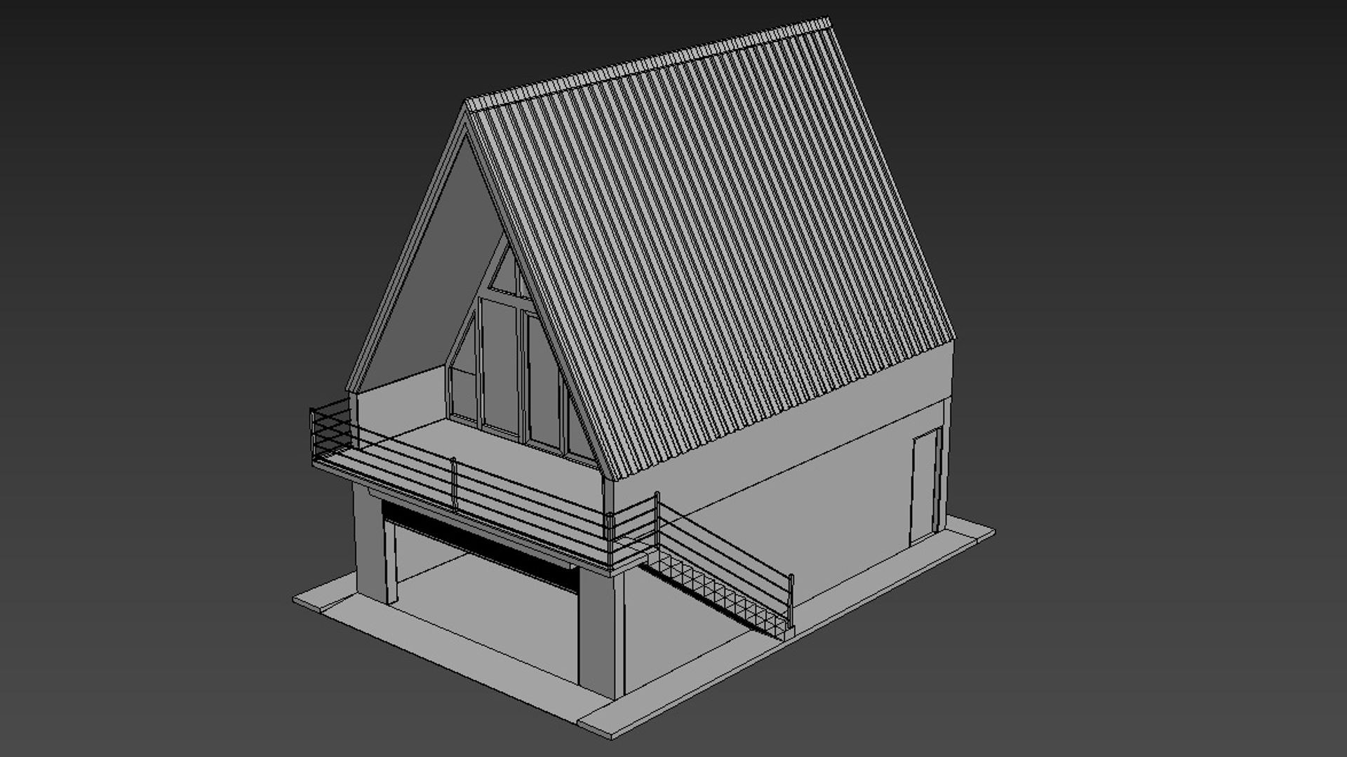 3D A-Frame House Garage 3D Model Architectural Visualization Model ...
