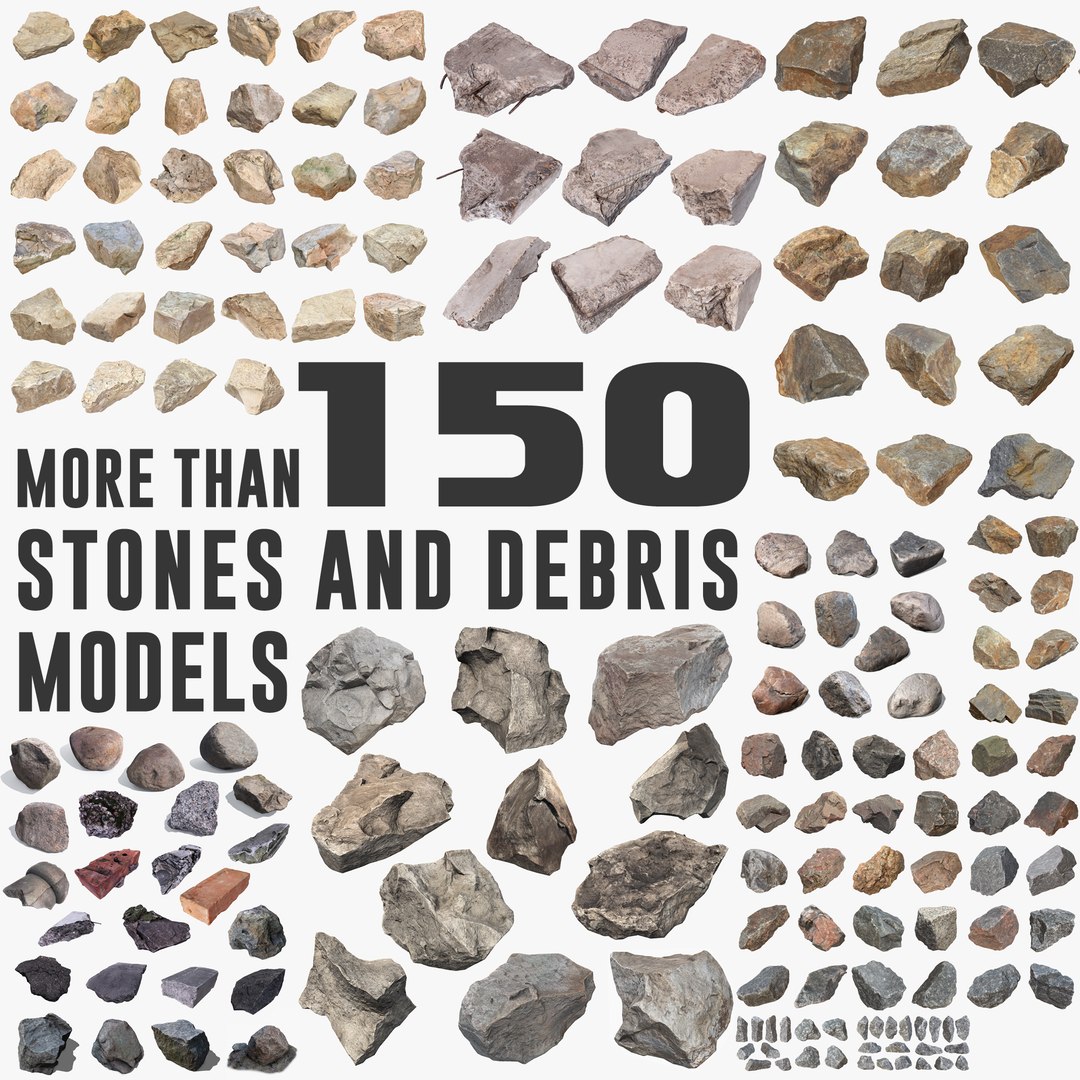 3d model of pack stones debris