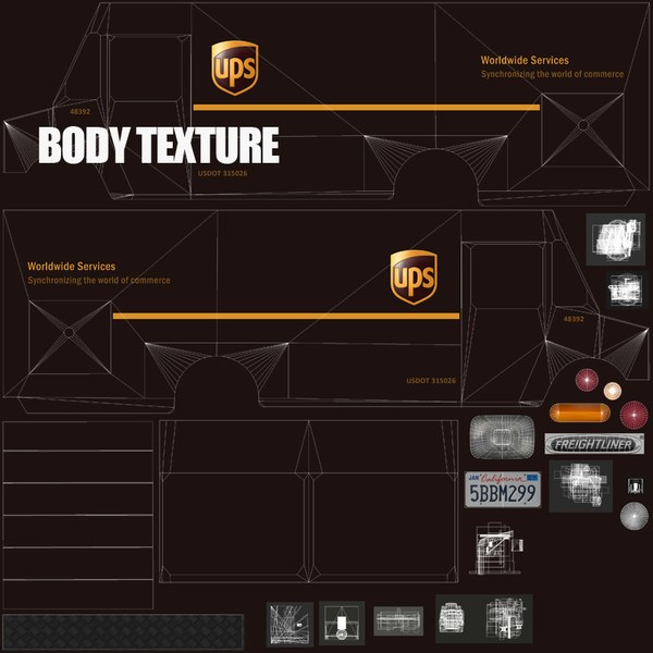 3d ups delivery truck van model