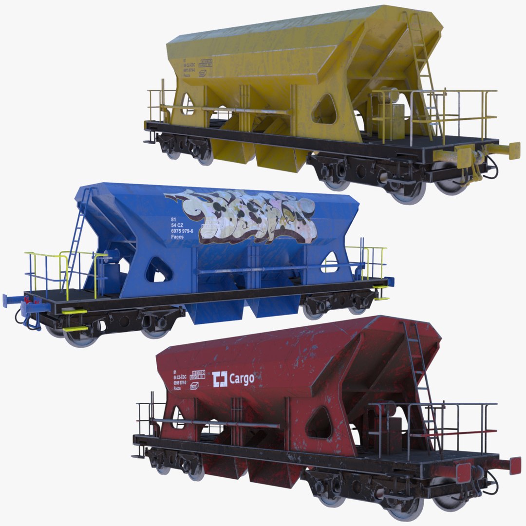 Hopper Wagons 3 Colors 3D Model - TurboSquid 2243258