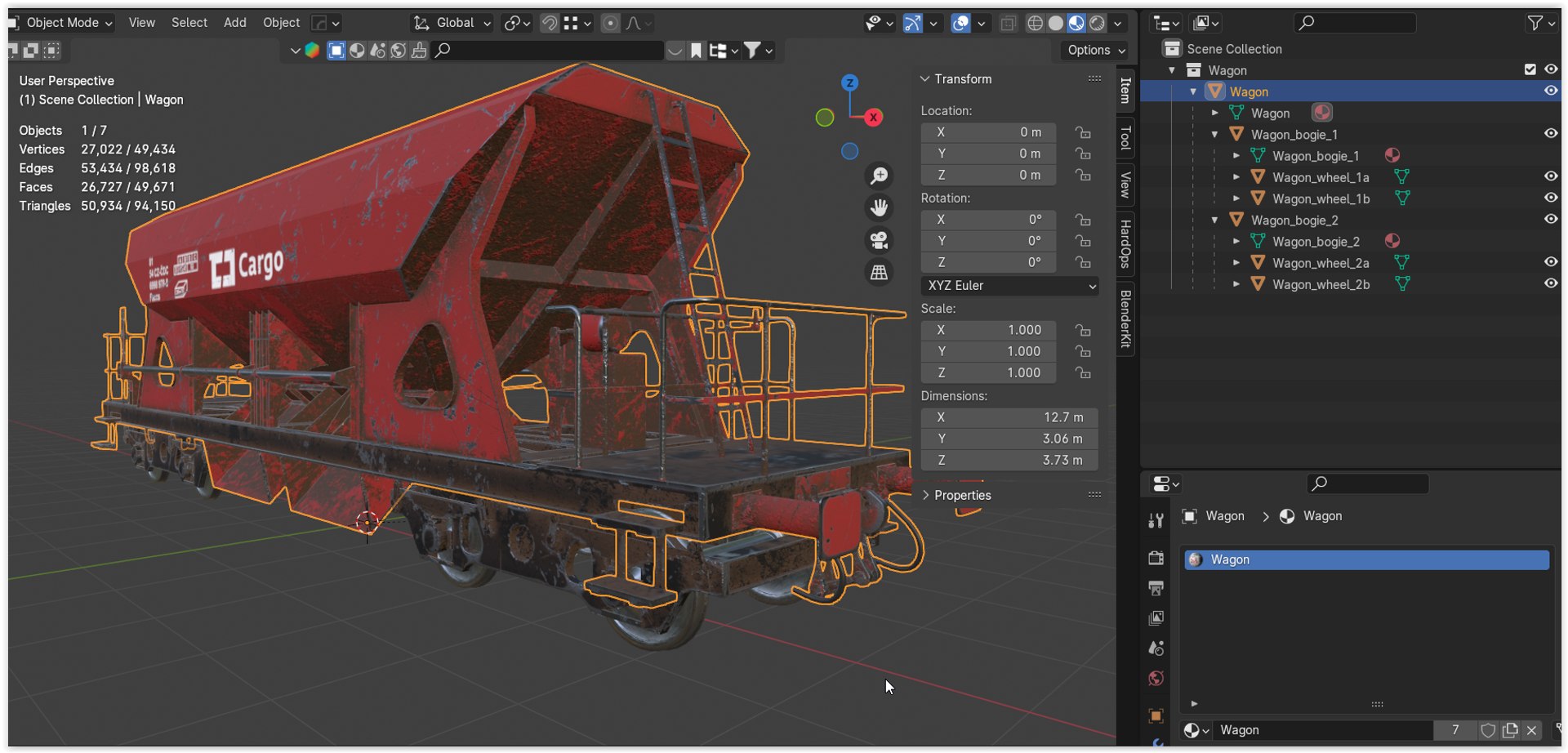Hopper Wagons 3 Colors 3D Model - TurboSquid 2243258
