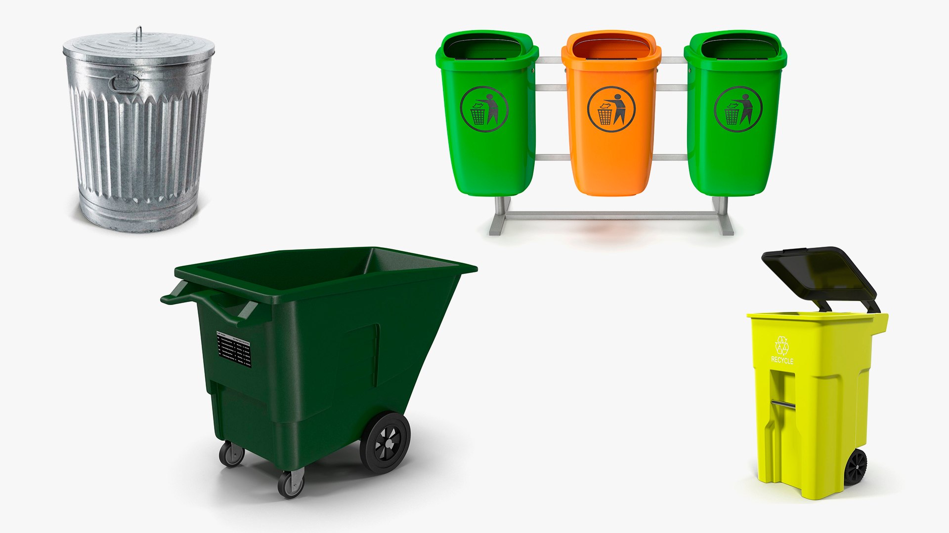 Garbage Cans Collection 4 3D - TurboSquid 2117408