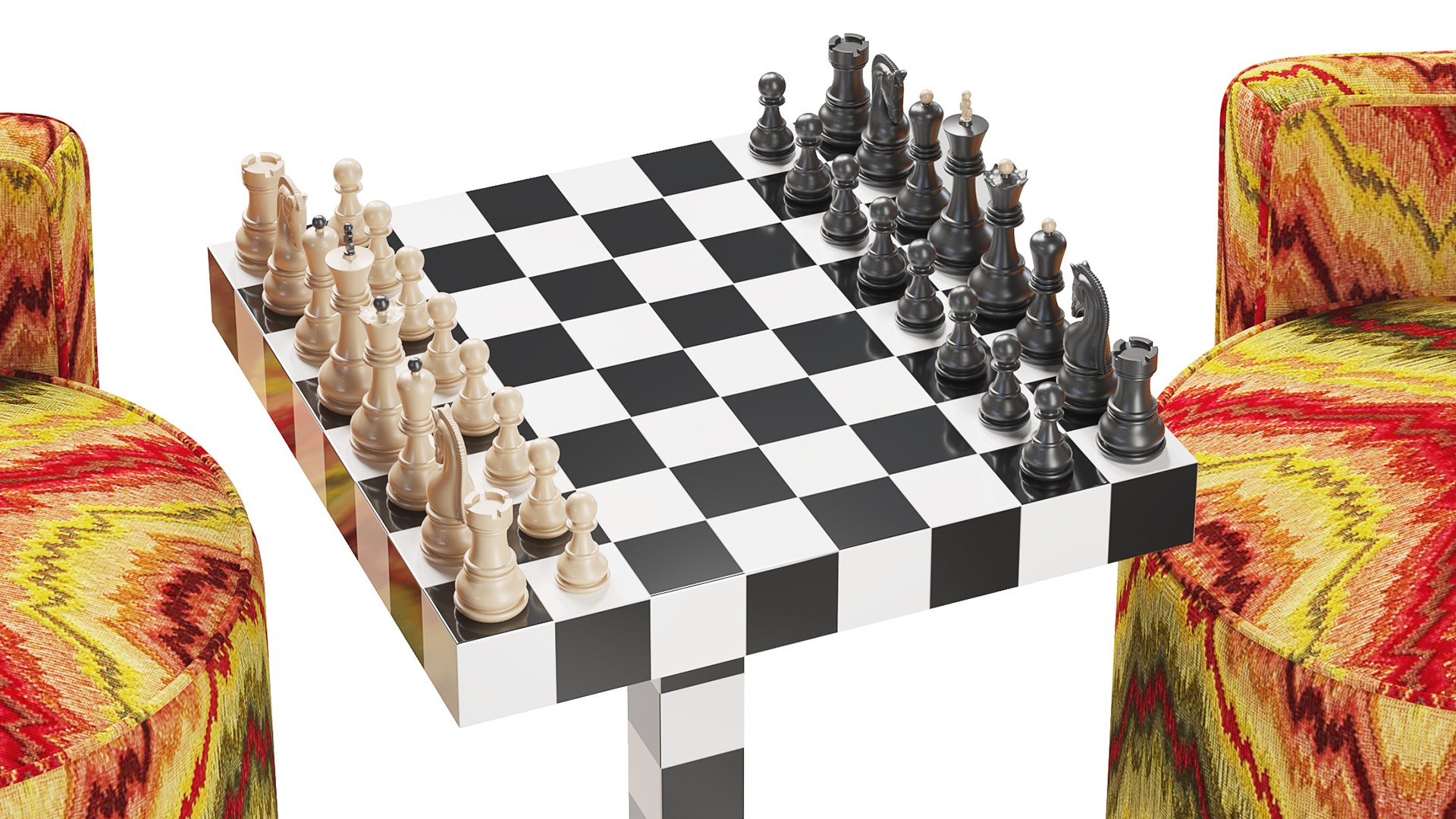 3D Model Chess Chair -Table Set - TurboSquid 1942565