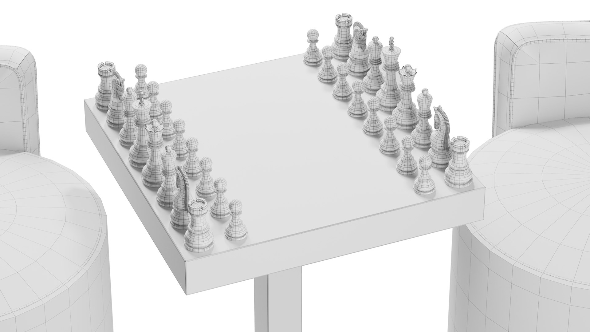 3D Model Chess Chair -Table Set - TurboSquid 1942565