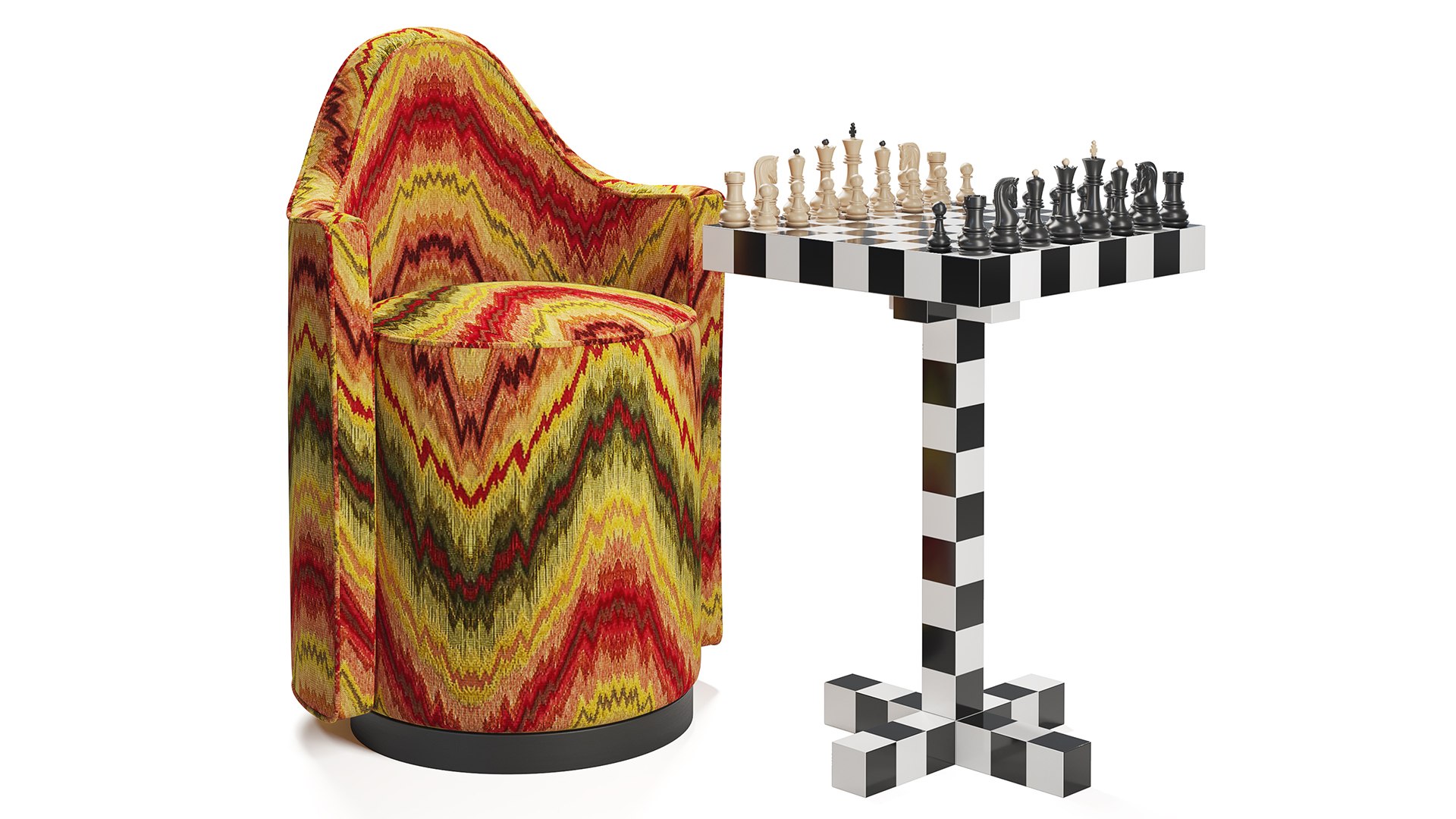 3D Model Chess Chair -Table Set - TurboSquid 1942565