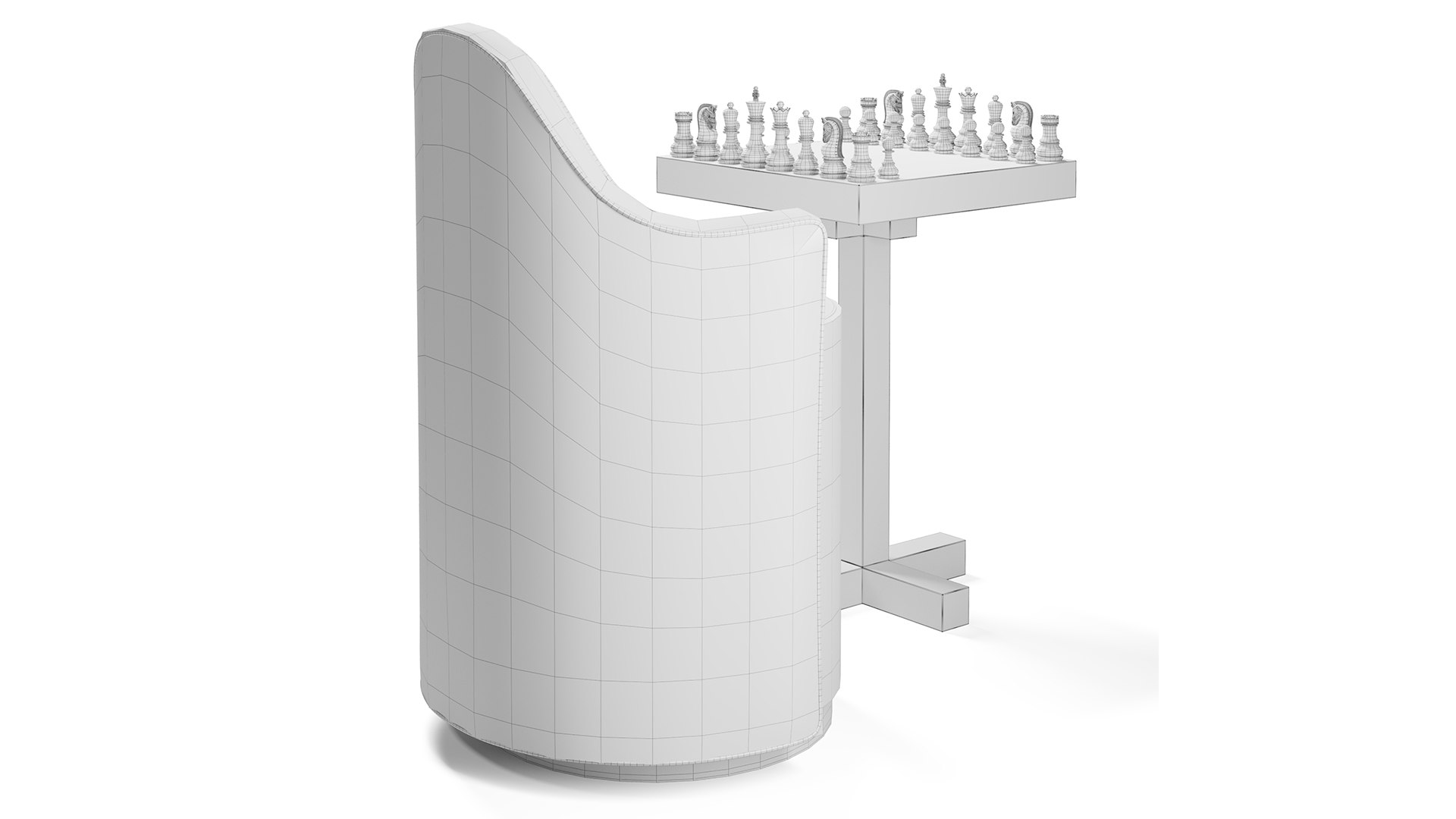 3D Model Chess Chair -Table Set - TurboSquid 1942565
