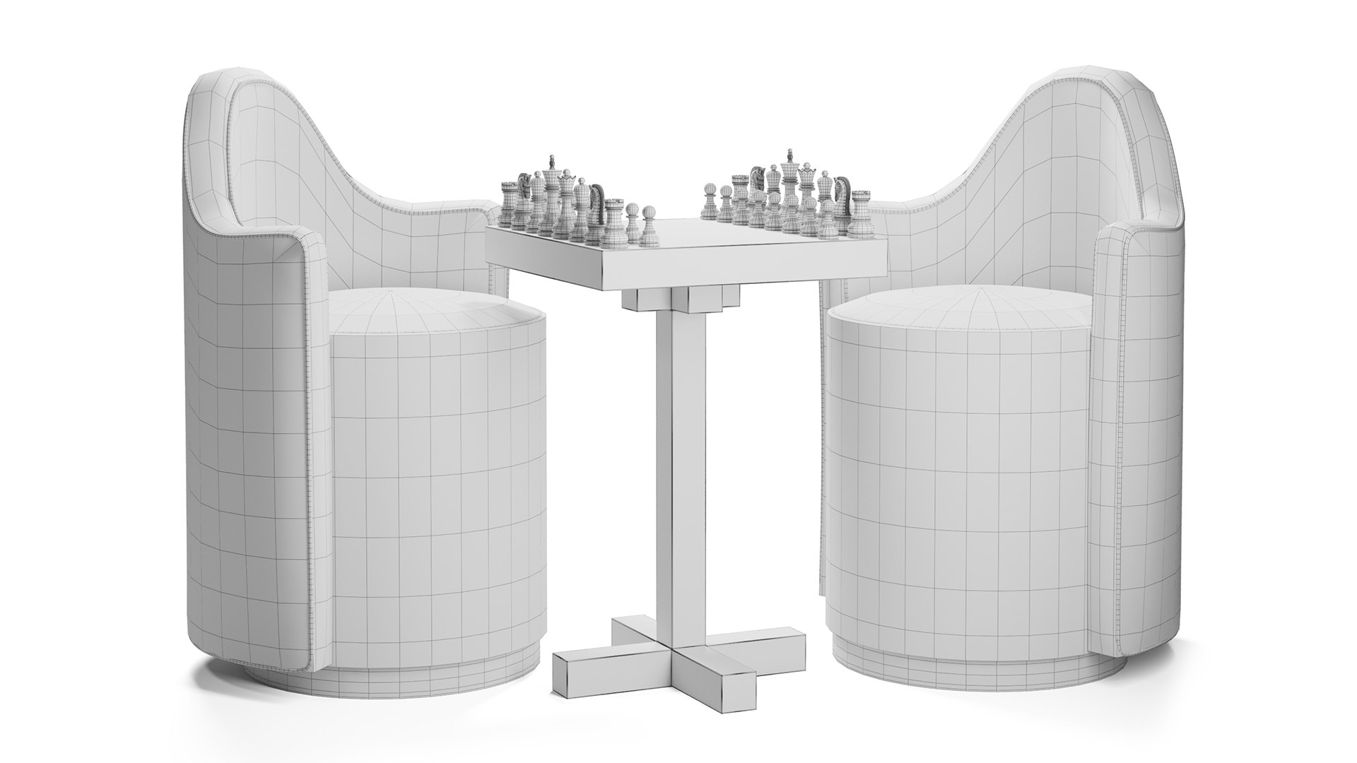 3D Model Chess Chair -Table Set - TurboSquid 1942565