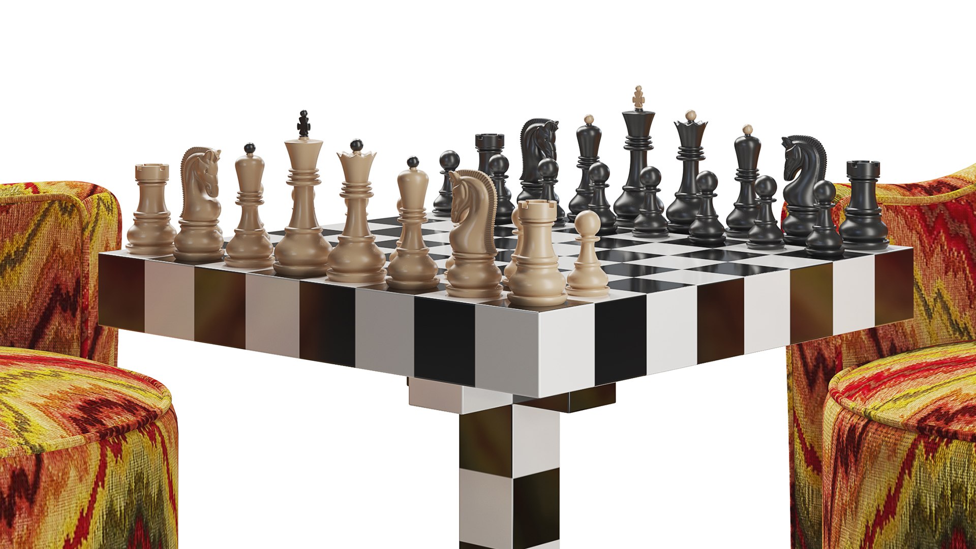3D Model Chess Chair -Table Set - TurboSquid 1942565