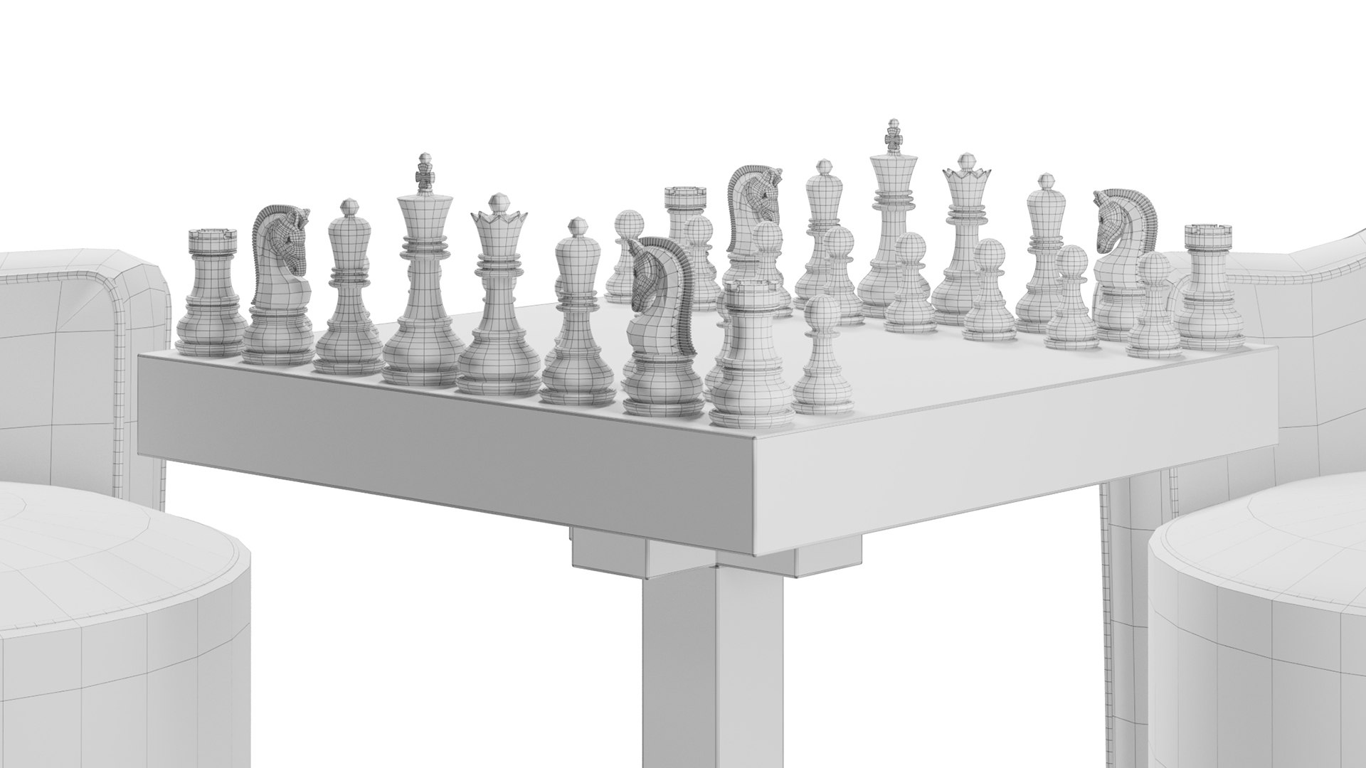 3D Model Chess Chair -Table Set - TurboSquid 1942565