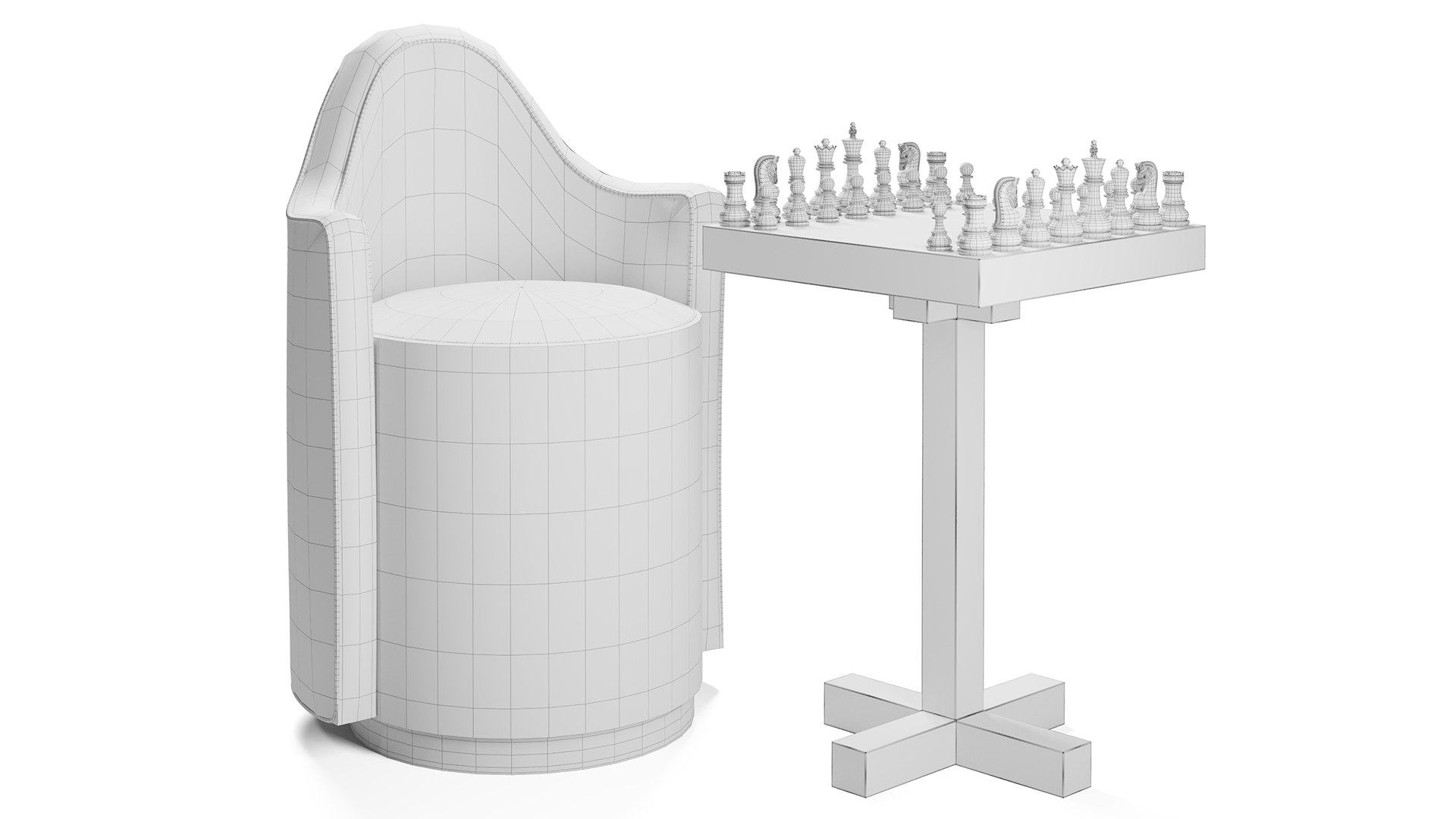 3D Model Chess Chair -Table Set - TurboSquid 1942565