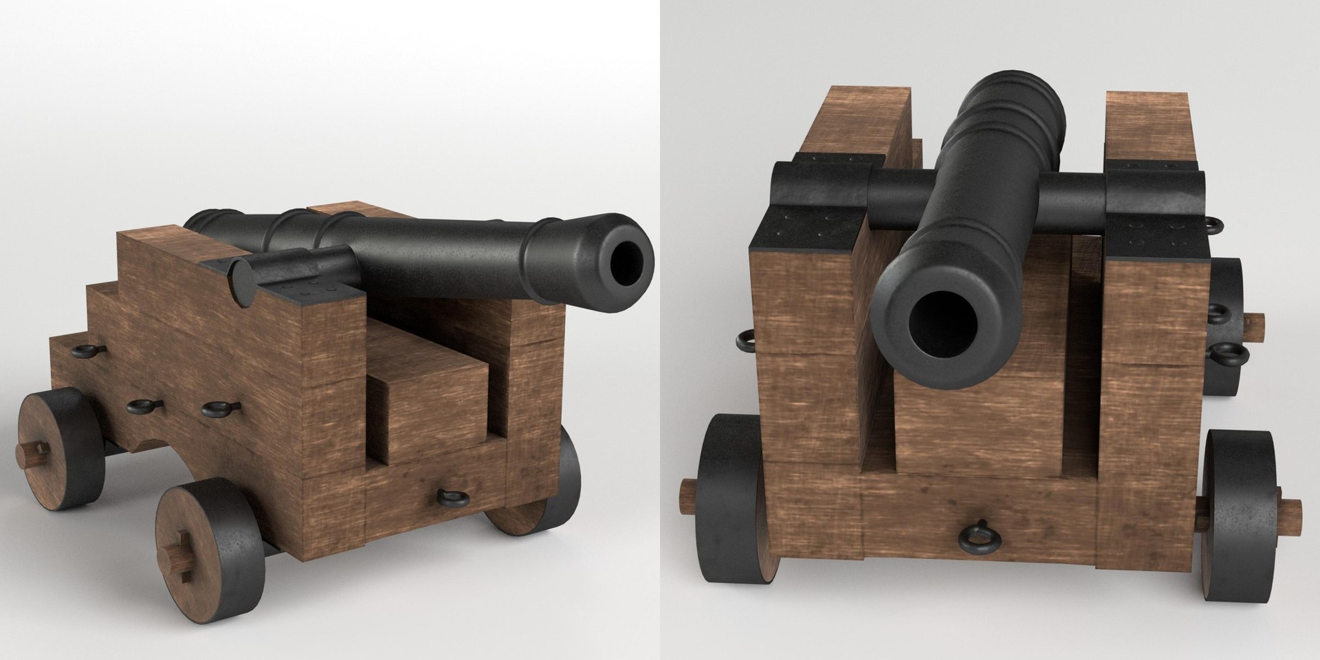 3d model naval cannon scale pbr