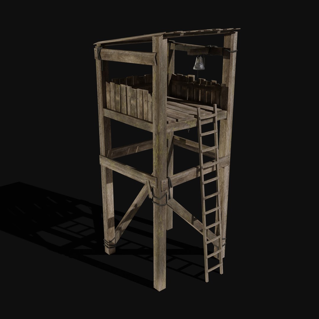 3D ALARM BELL TOWER CAMP ALERT MILITARY SIGNAL BANDIT COLLECTION ...