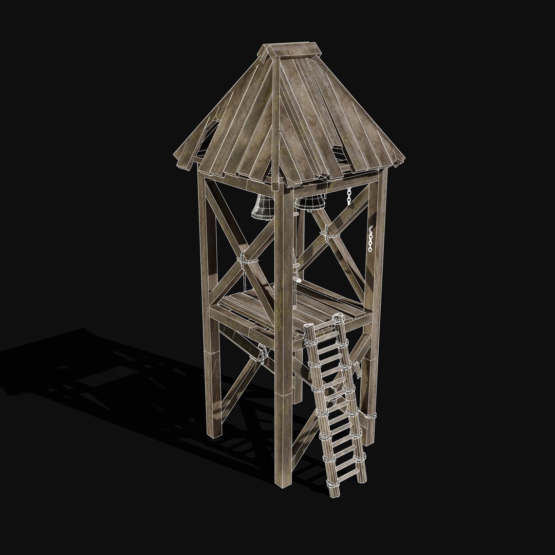 3D ALARM BELL TOWER CAMP ALERT MILITARY SIGNAL BANDIT COLLECTION ...