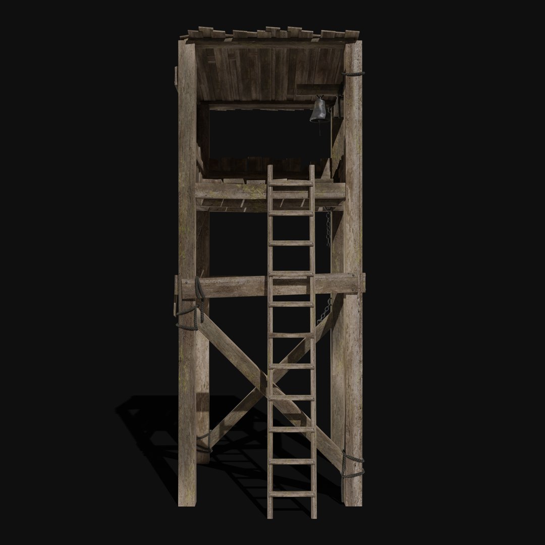 3D ALARM BELL TOWER CAMP ALERT MILITARY SIGNAL BANDIT COLLECTION ...