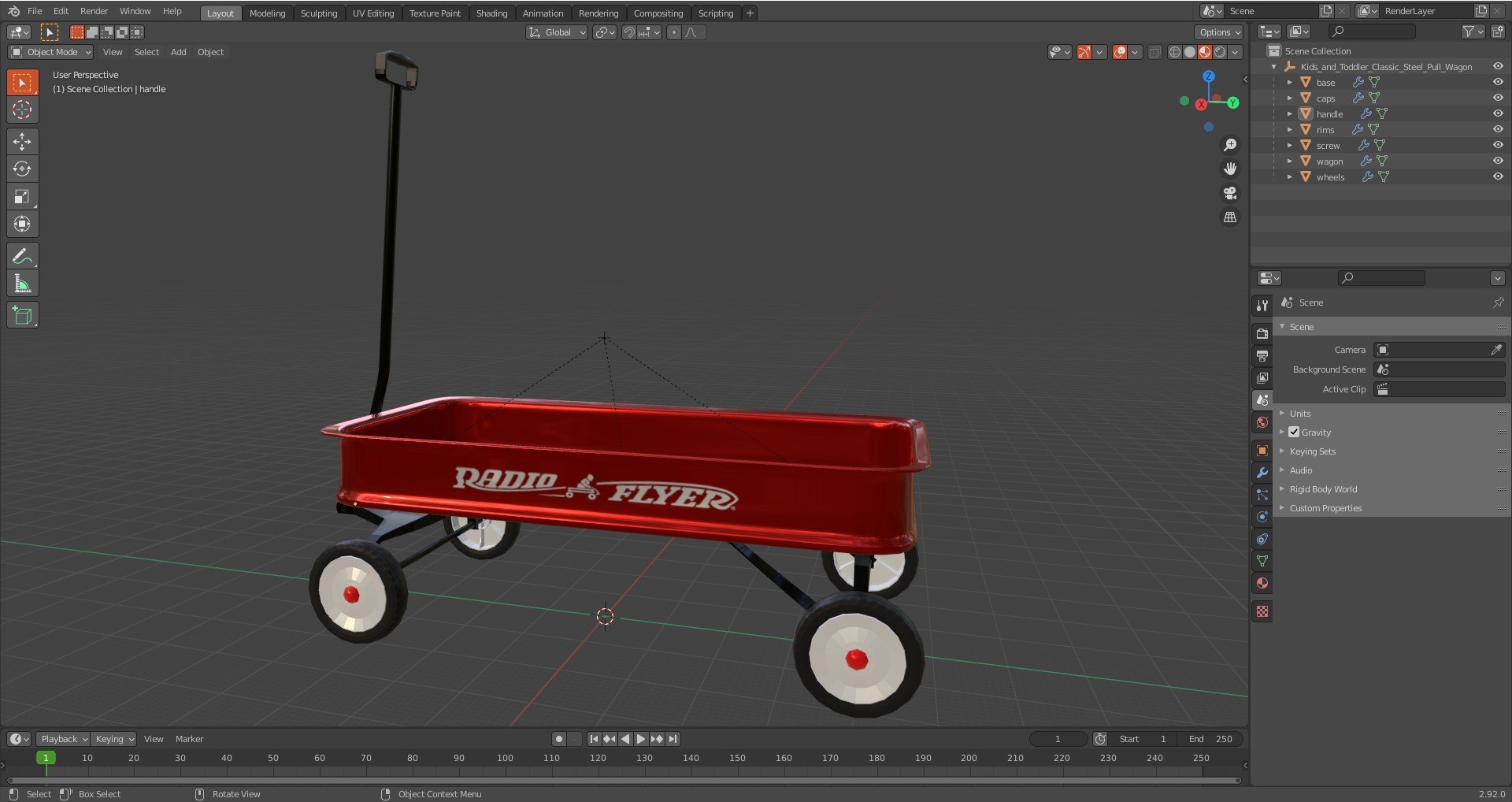 3D Kids And Toddler Classic Steel Pull Wagon Model - TurboSquid 2131651