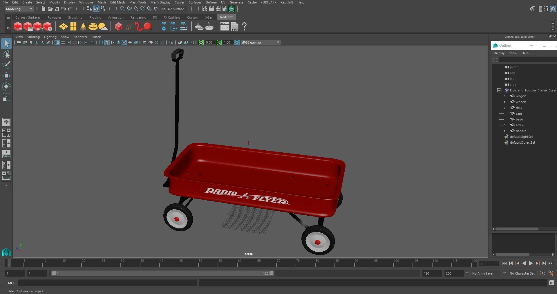 3D Kids And Toddler Classic Steel Pull Wagon Model - TurboSquid 2131651