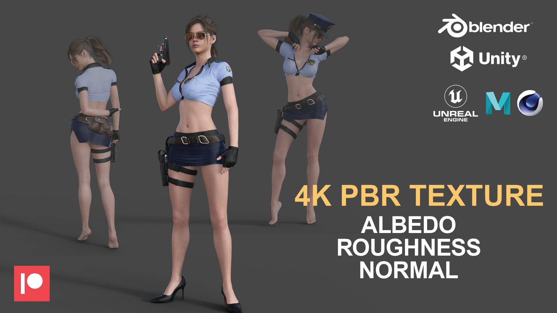 Cop Claire - Game Ready Low-poly 3D Model 3D - TurboSquid 2219672
