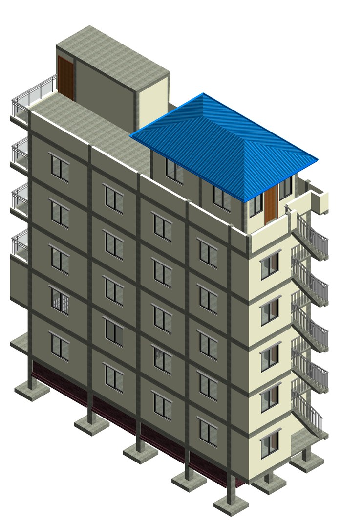 Revit 4 Storey 3d Model Model - TurboSquid 2159924