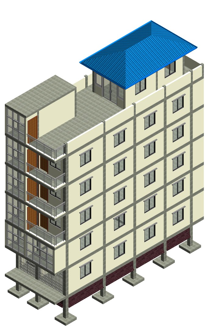 Revit 4 Storey 3d Model Model - TurboSquid 2159924