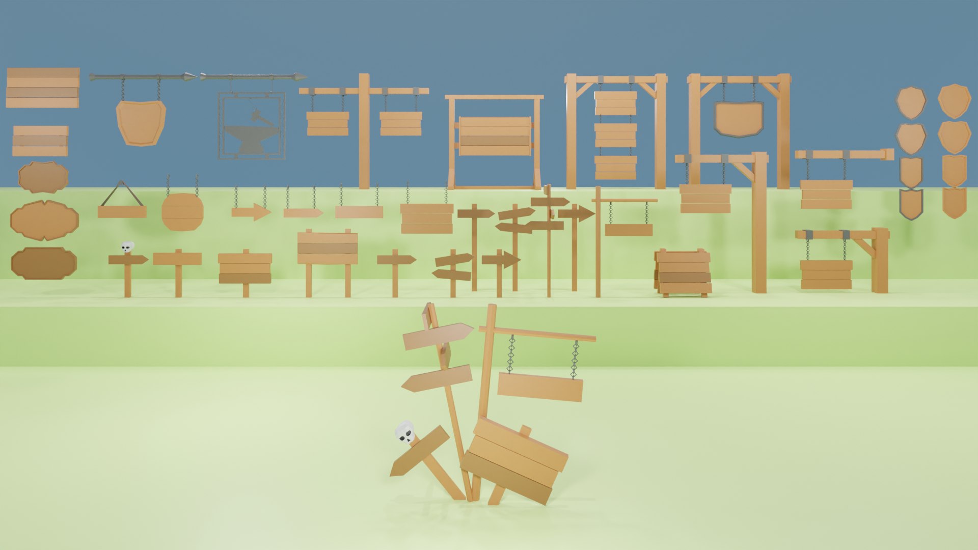 3D Low Poly Medieval Sign Pack Low-poly 3D Model - TurboSquid 2053418