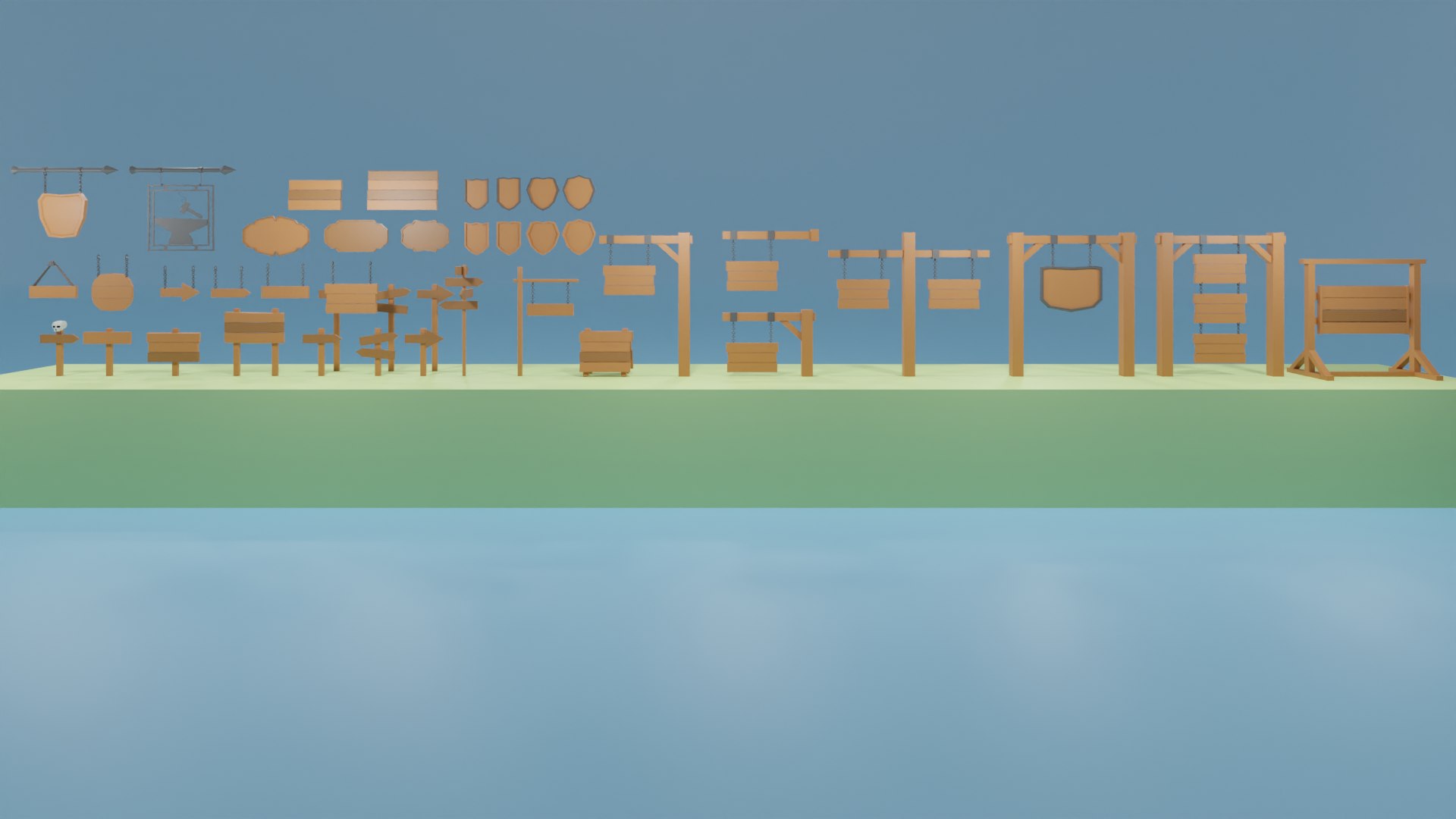 3D Low Poly Medieval Sign Pack Low-poly 3D Model - TurboSquid 2053418