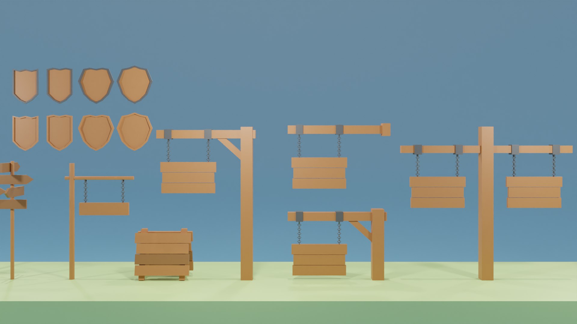 3D Low Poly Medieval Sign Pack Low-poly 3D Model - TurboSquid 2053418