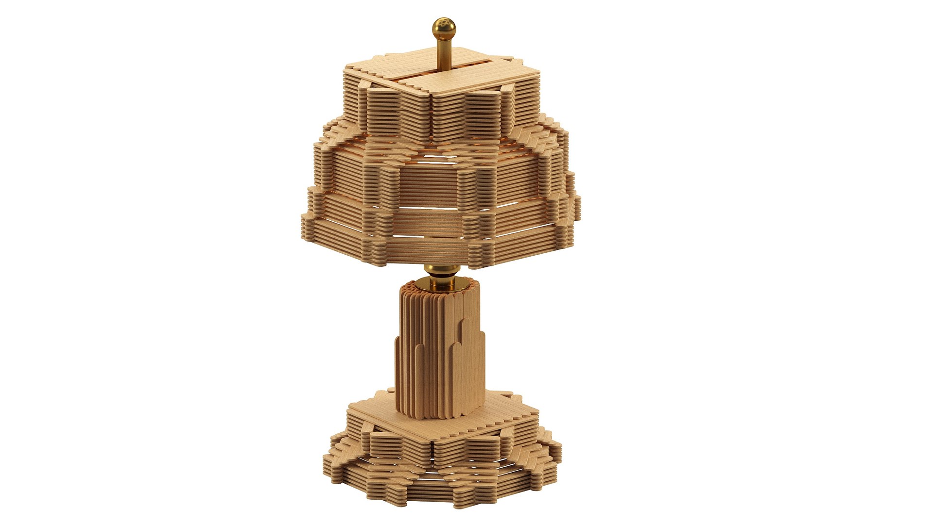 Tramp Art Popsicle Stick Lamp 3D Model - TurboSquid 2326488