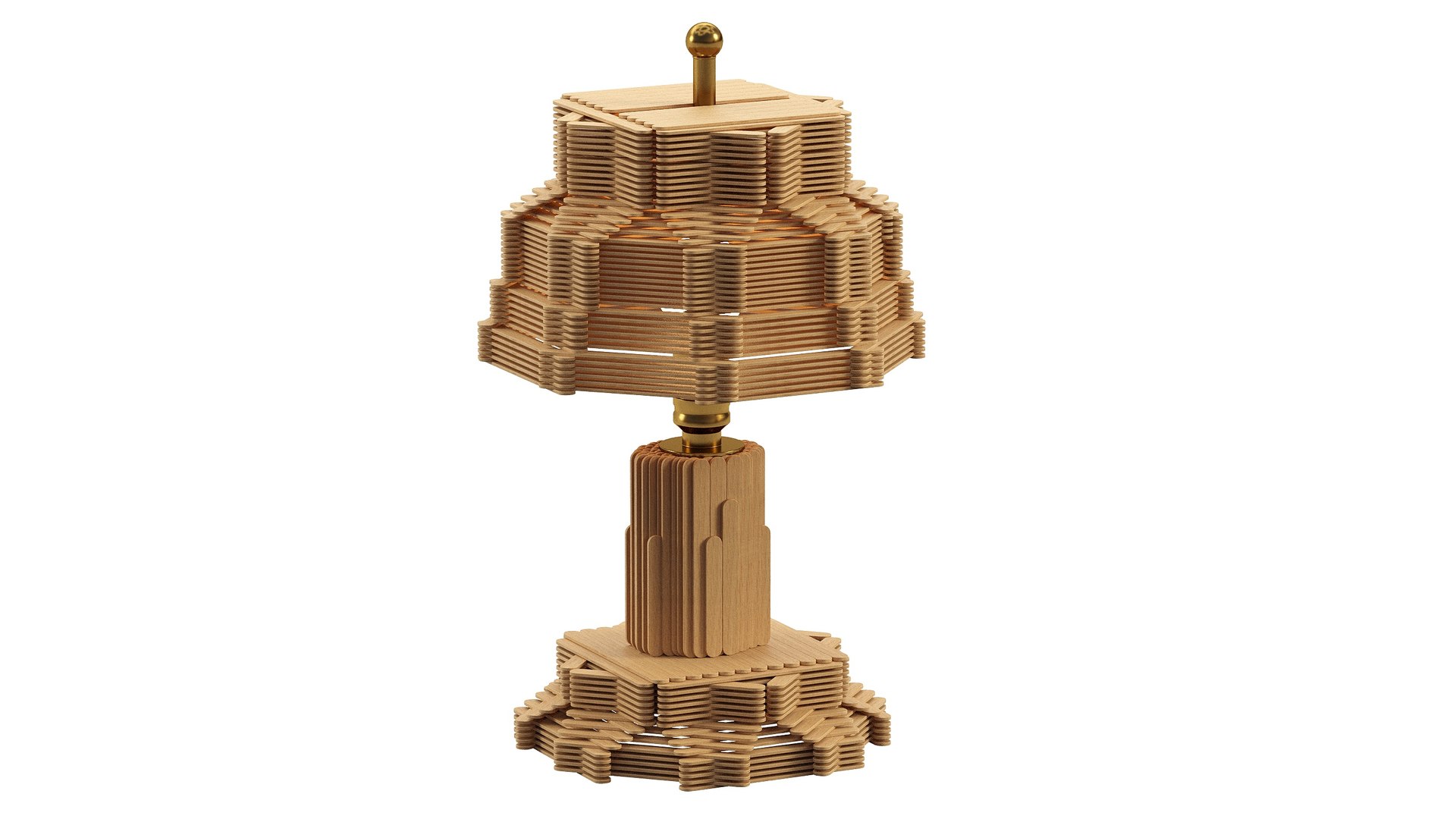 Tramp Art Popsicle Stick Lamp 3D Model - TurboSquid 2326488