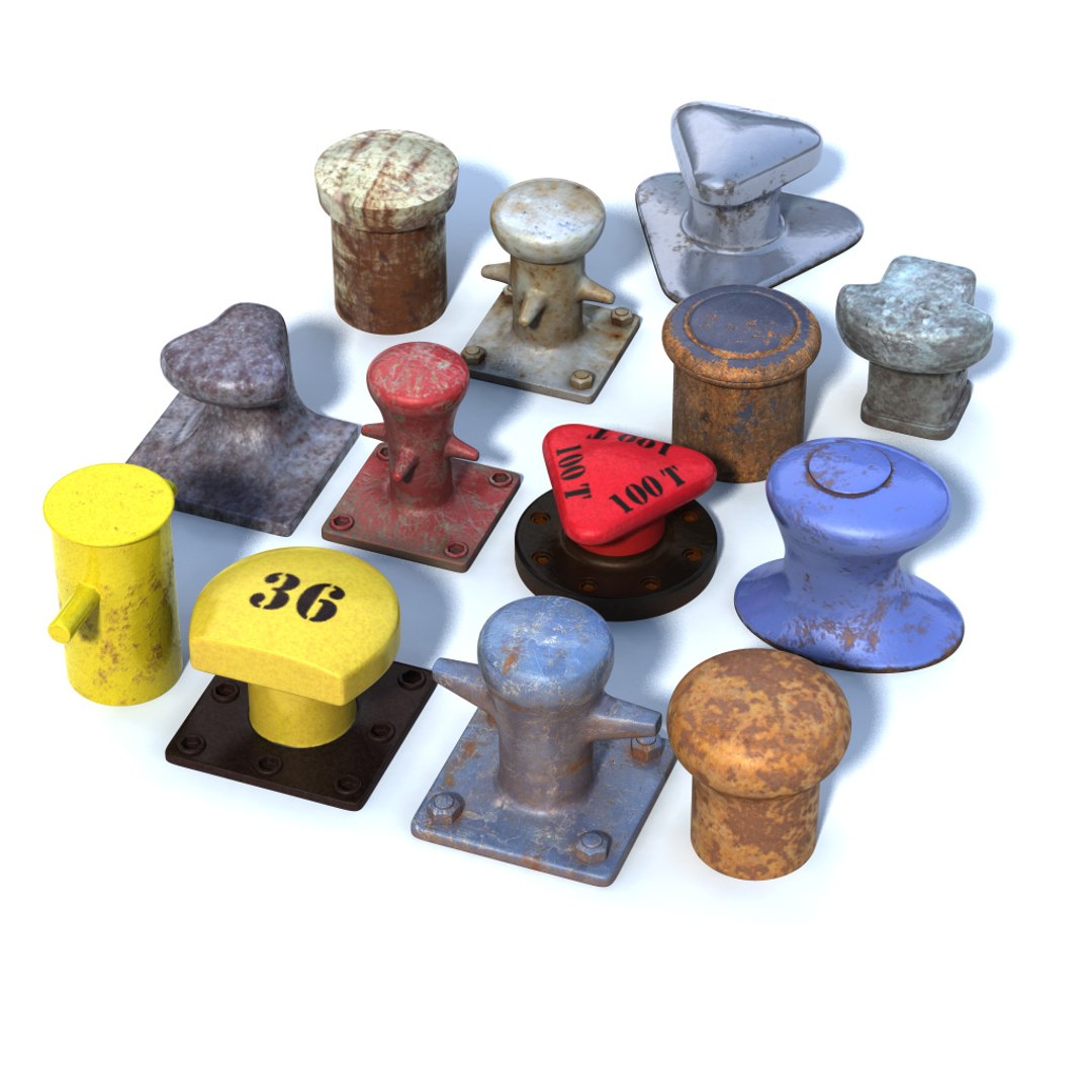 3d bollards model