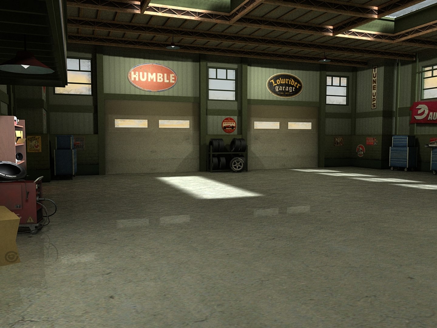 Garage Mechanic Shop Interior 3d Model