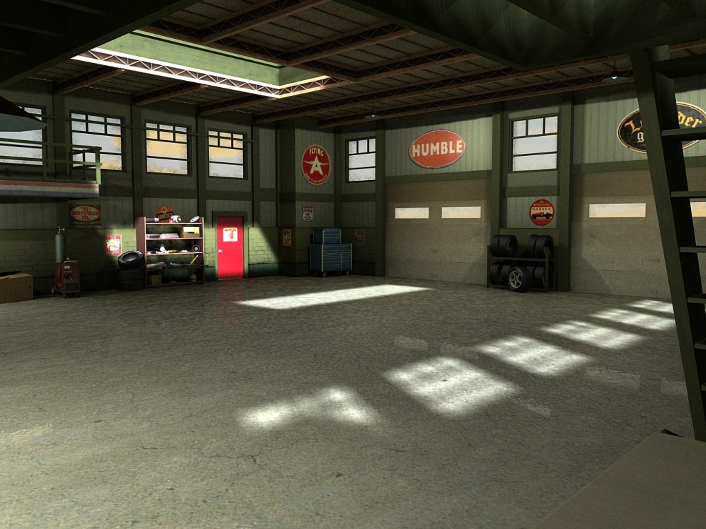 Garage Mechanic Shop Interior 3d Model
