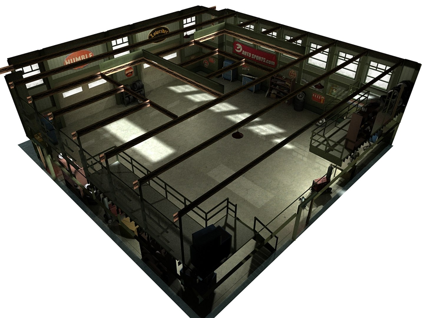Garage Mechanic Shop Interior 3d Model