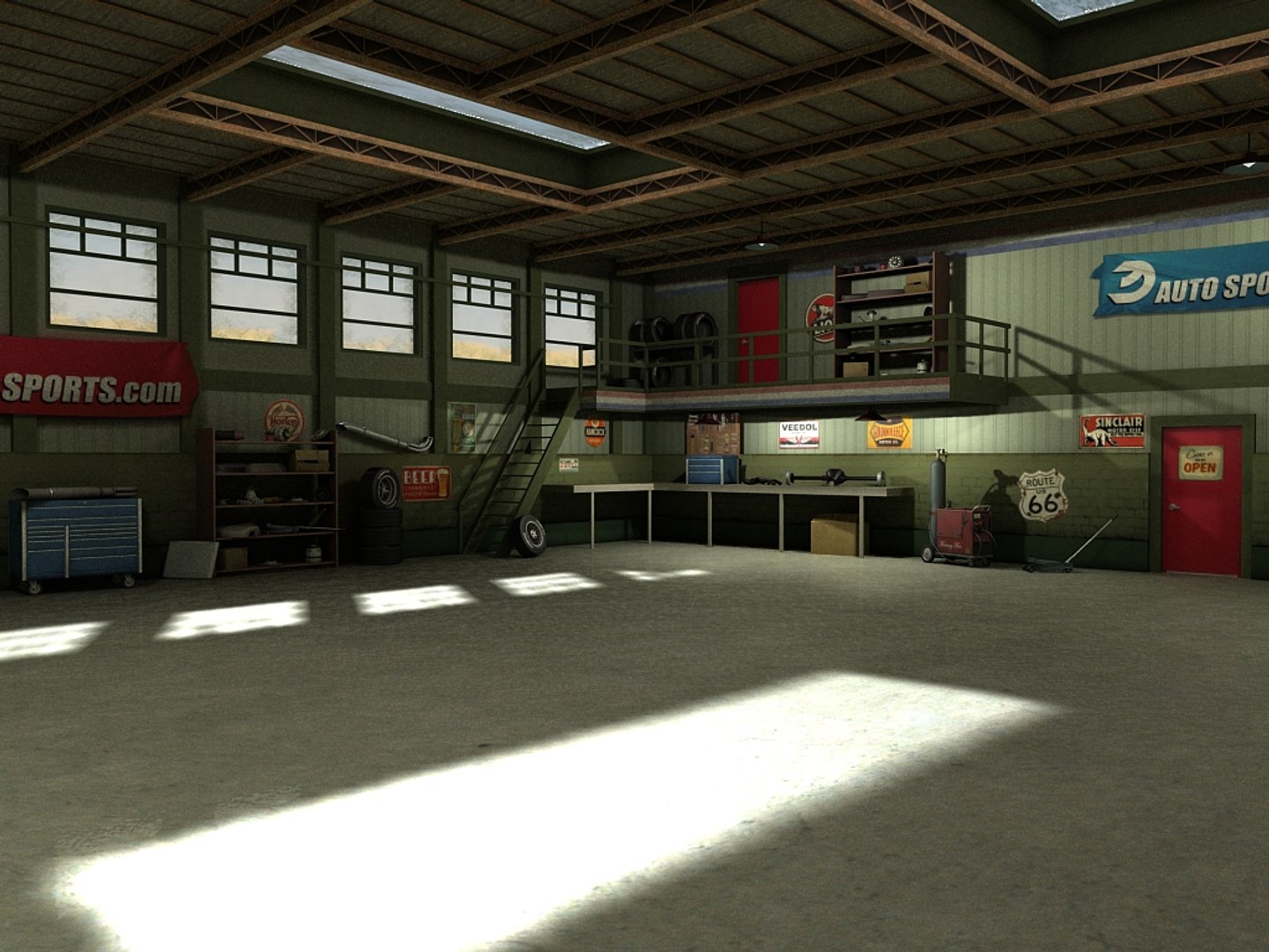 Garage Mechanic Shop Interior 3d Model