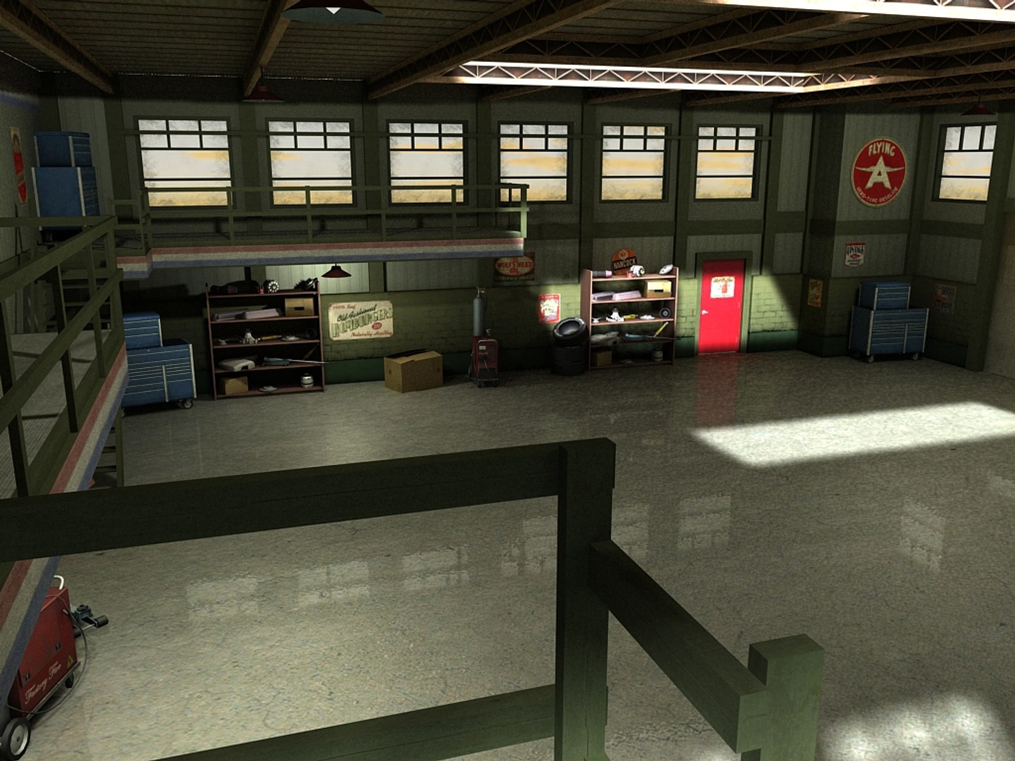 Garage Mechanic Shop Interior 3d Model