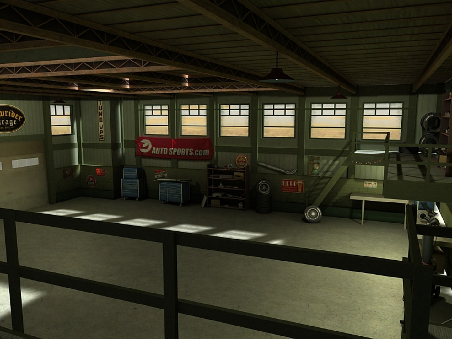 Garage Mechanic Shop Interior 3d Model