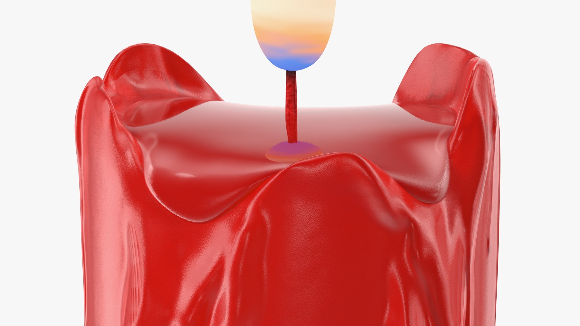 3D Model Half Candle Dripping Melted Wax Red - TurboSquid 2098686