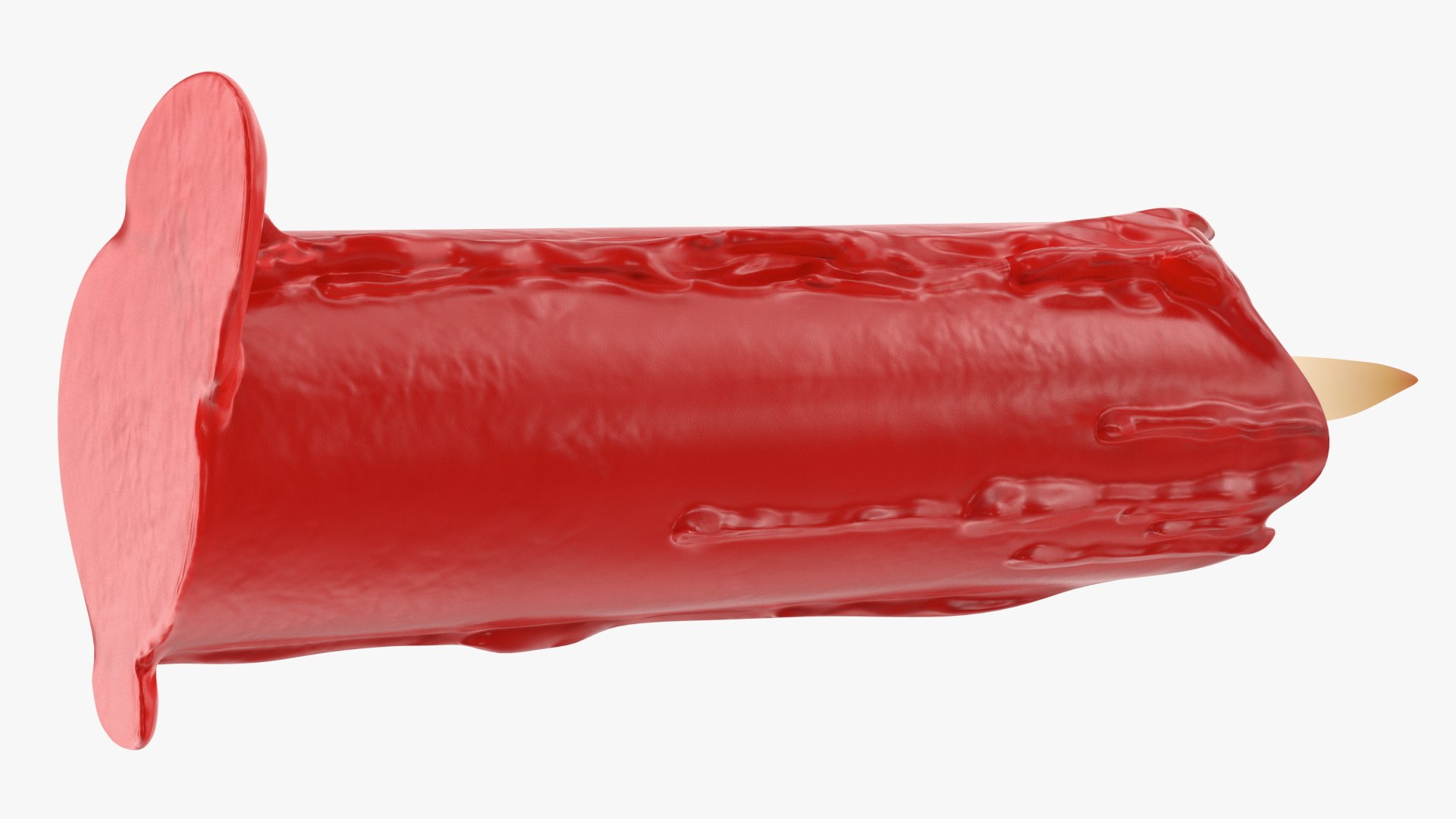 3D Model Half Candle Dripping Melted Wax Red - TurboSquid 2098686