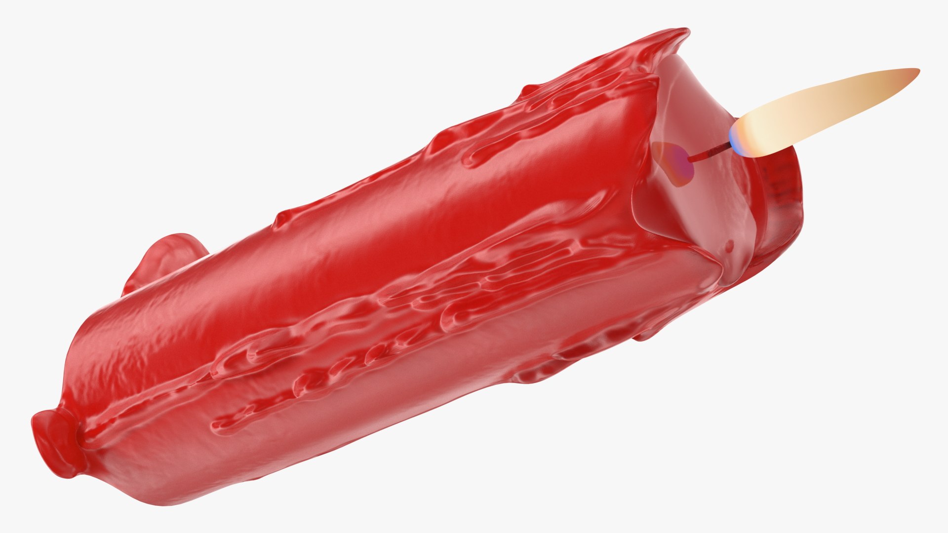 3D Model Half Candle Dripping Melted Wax Red - TurboSquid 2098686