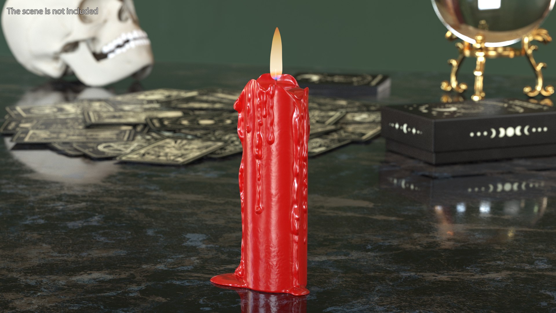 3D Model Half Candle Dripping Melted Wax Red - TurboSquid 2098686