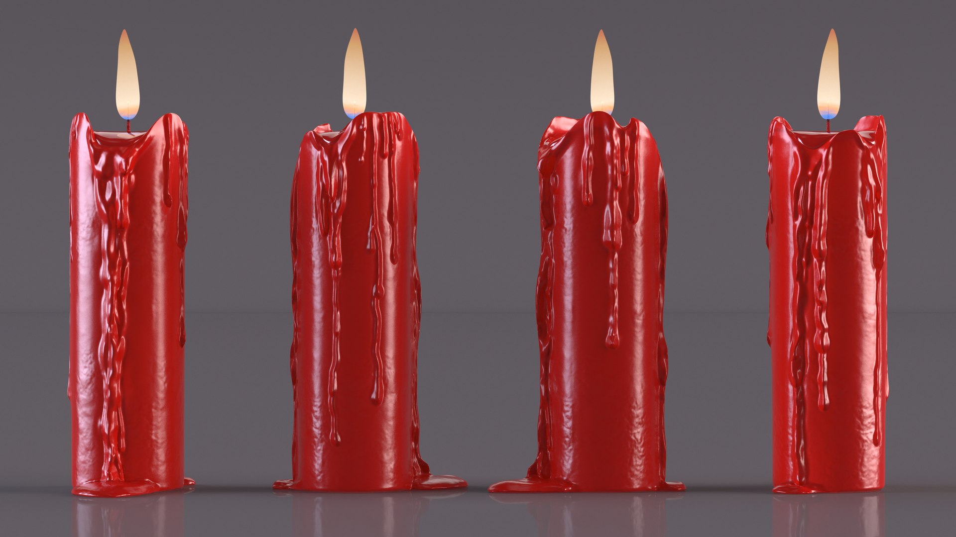 3D Model Half Candle Dripping Melted Wax Red - TurboSquid 2098686