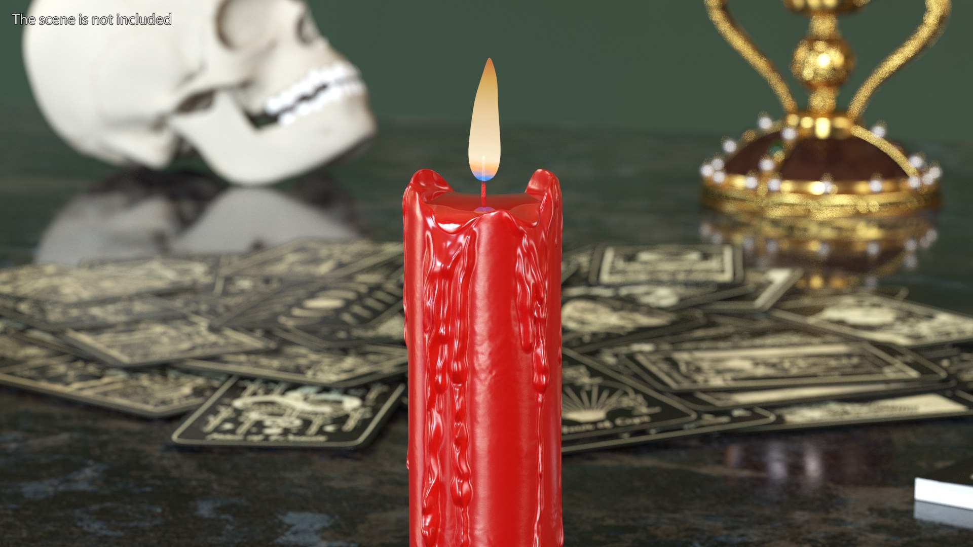 3D Model Half Candle Dripping Melted Wax Red - TurboSquid 2098686