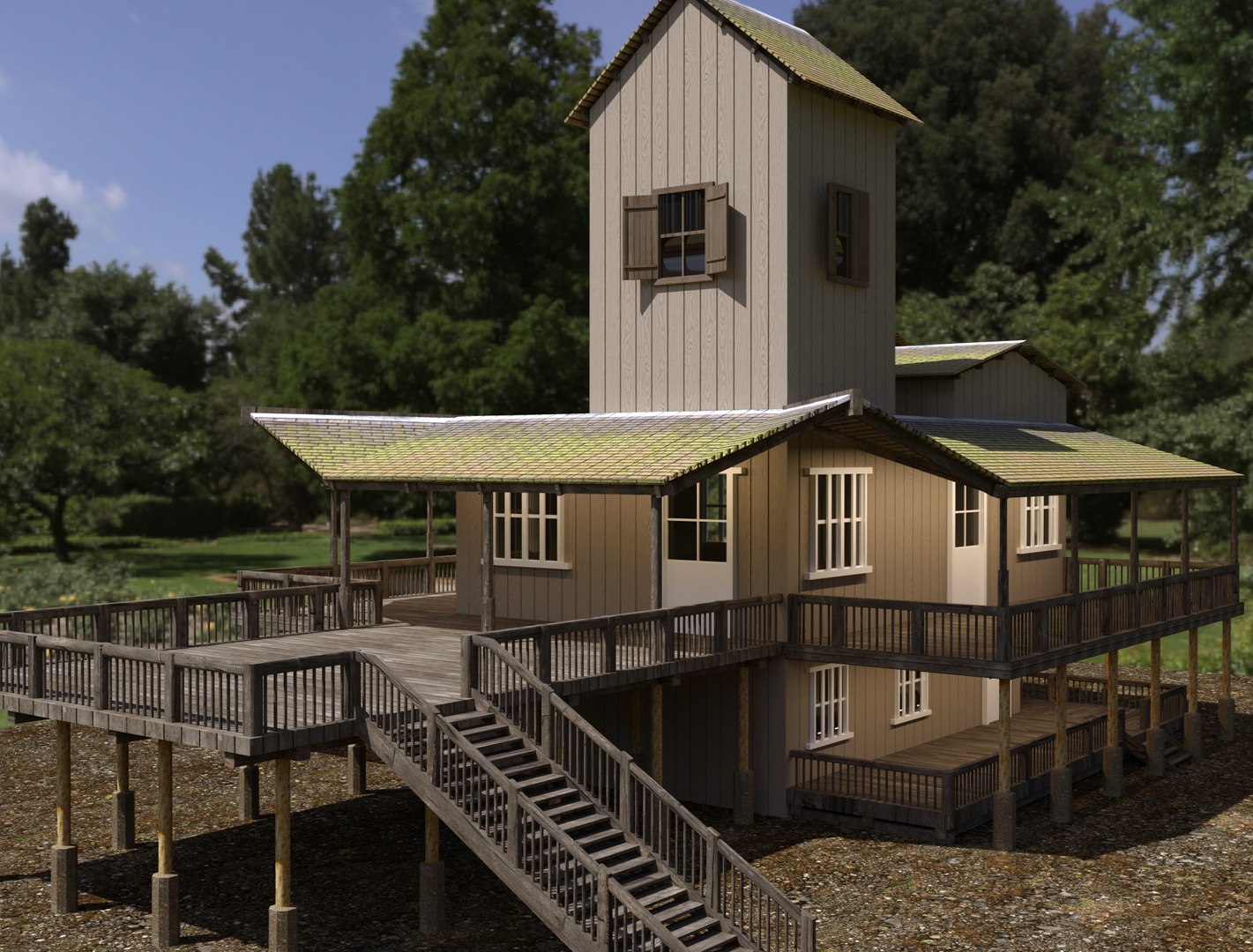 3D ranch house model - TurboSquid 1561380