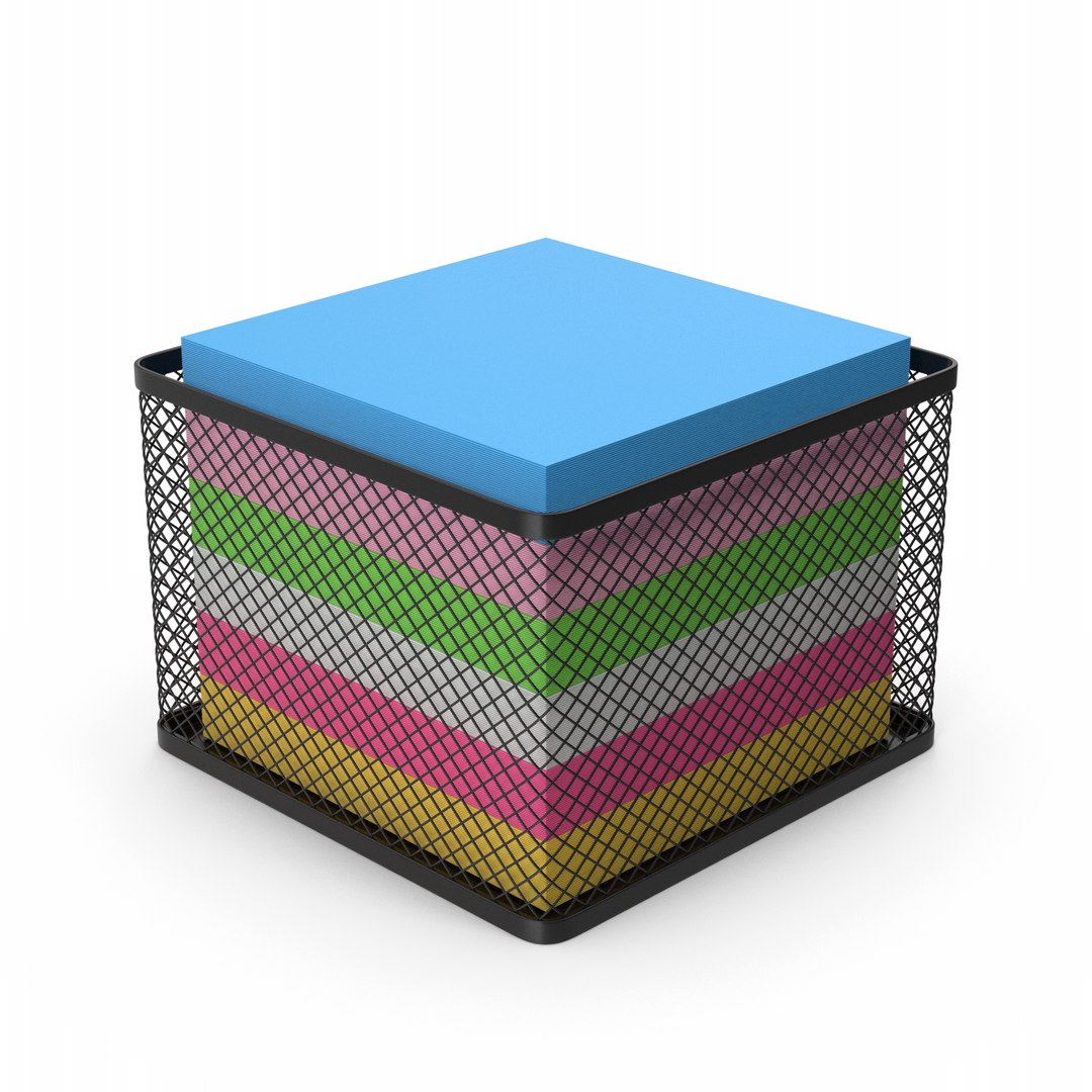 3D Model Note Holder With Colored Sticky Notes - TurboSquid 2161600