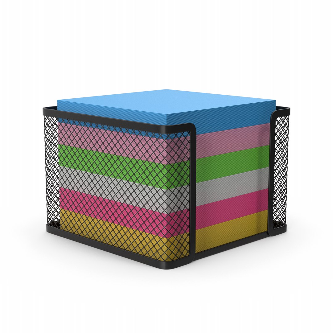 3D Model Note Holder With Colored Sticky Notes - TurboSquid 2161600