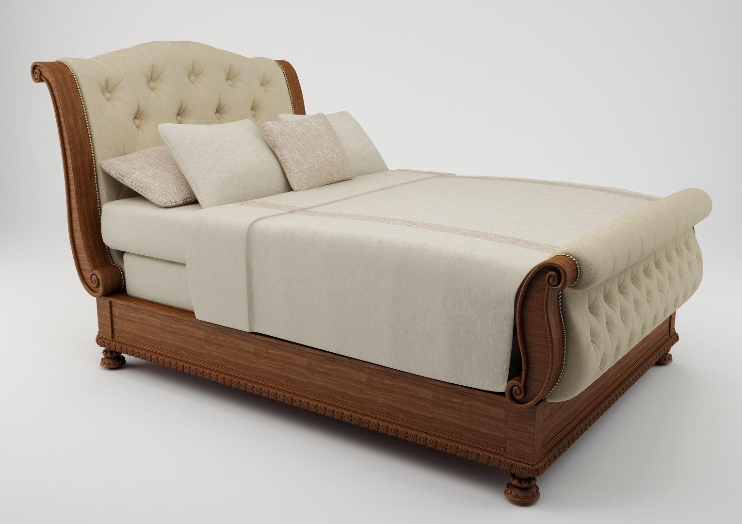 California King Bed 3d Model